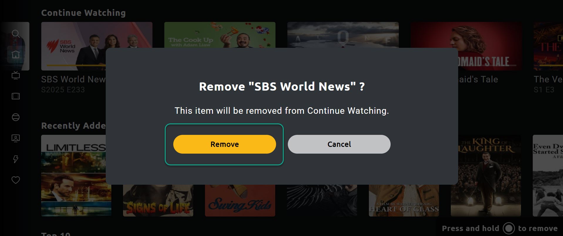 How do I remove shows from my Continue Watching area on SBS On Demand ...
