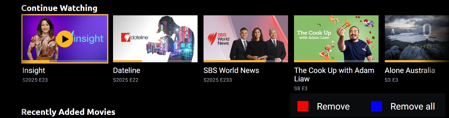 How do I remove shows from my Continue Watching area on SBS On Demand ...